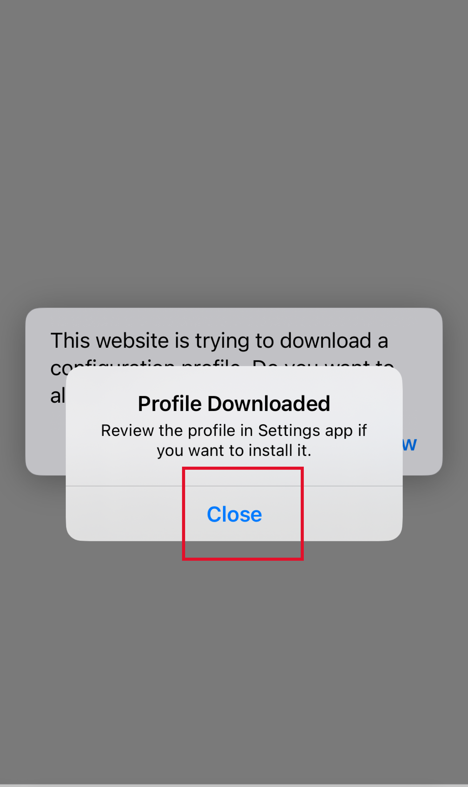 3. Go to "Settings" page and click "Profile Downloaded